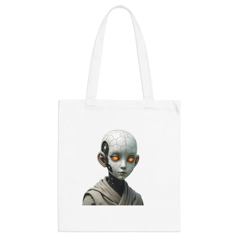 Cyborg Portrait Tote Bag - Sci-fi Digital Art Print - Futuristic ...