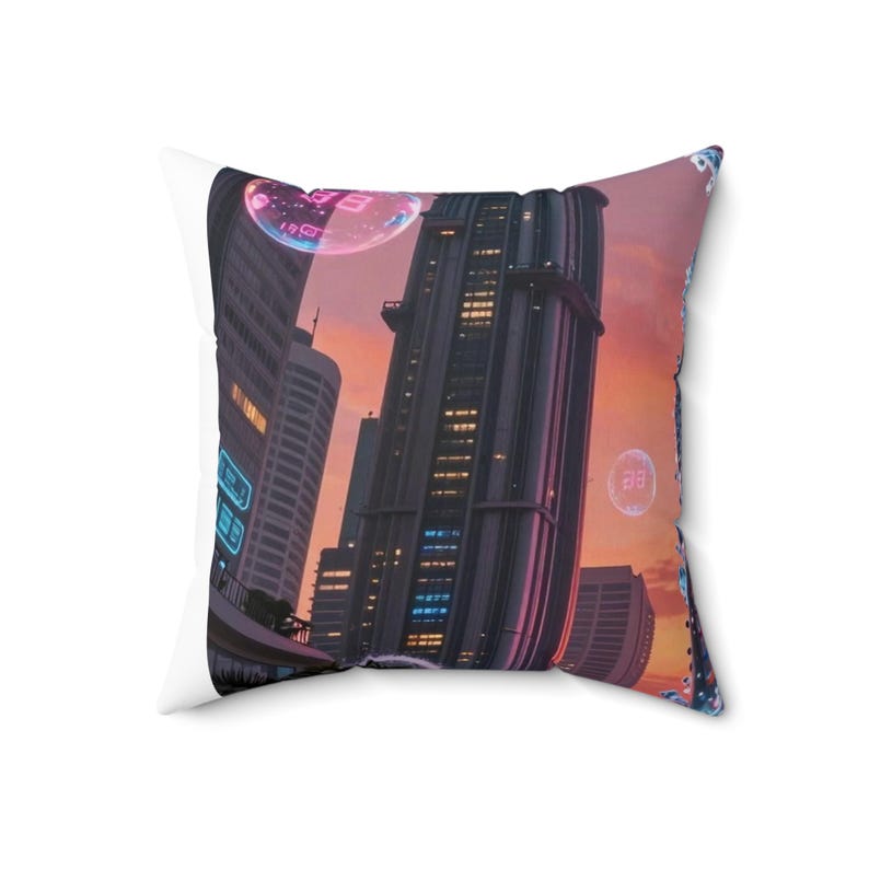 Futuristic Cityscape | Neon DNA Throw Pillow | Sci-fi Home Decor ...