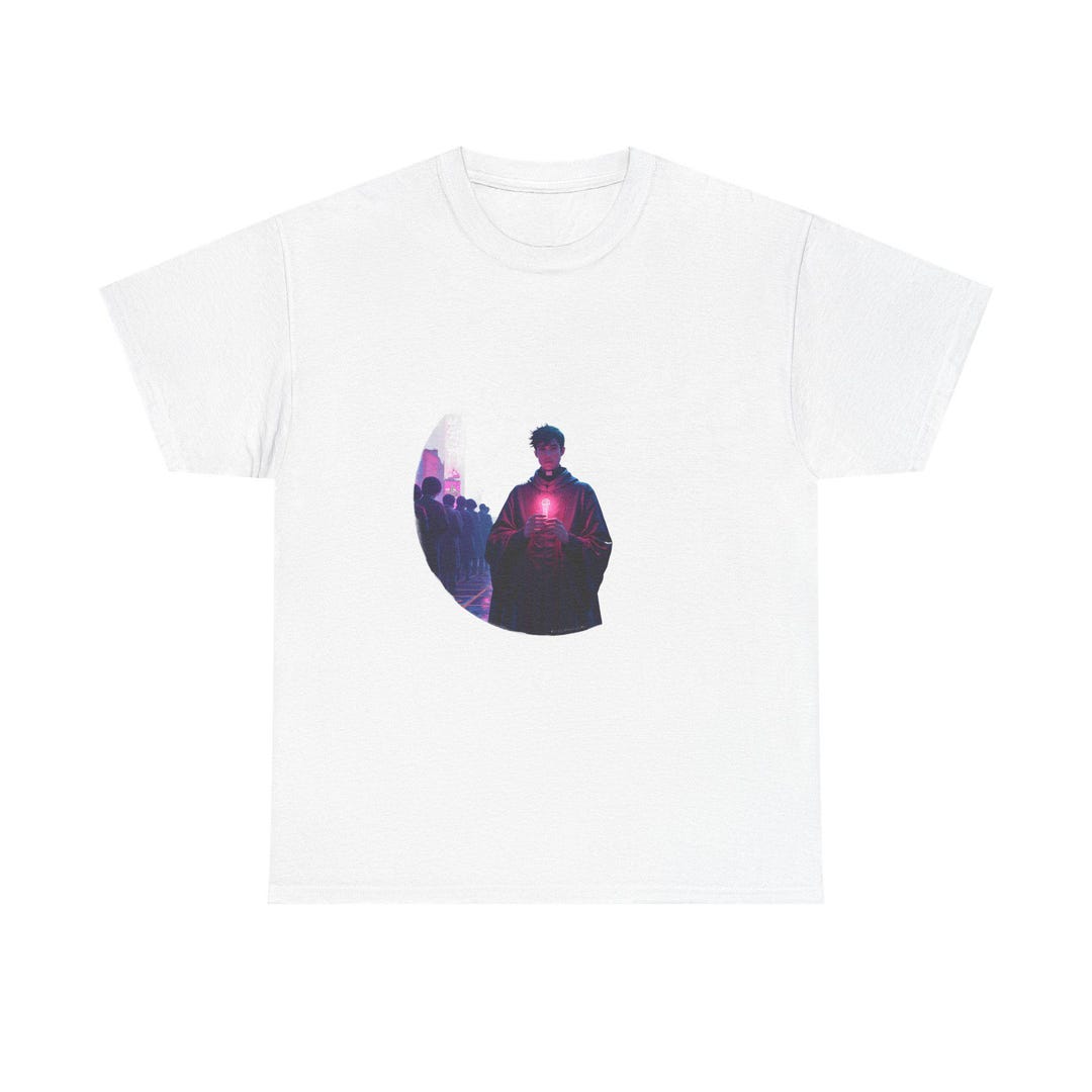 Cyberpunk Priest T-shirt, Neon Futuristic Anime Tee, Digital Art Gothic ...