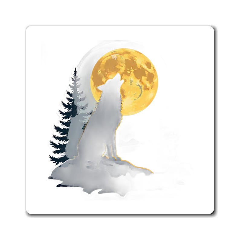 Wolf Howling Fridge Magnet, Mystical Kitchen Magnet, Nature Lover Gift ...