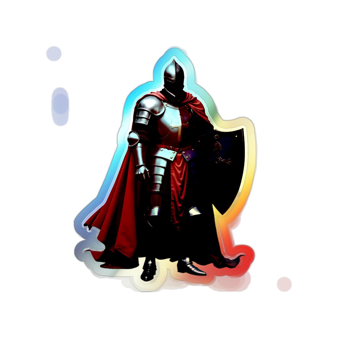 Knight Sticker Holographic, Medieval Warrior Laptop Decal, Crusader ...