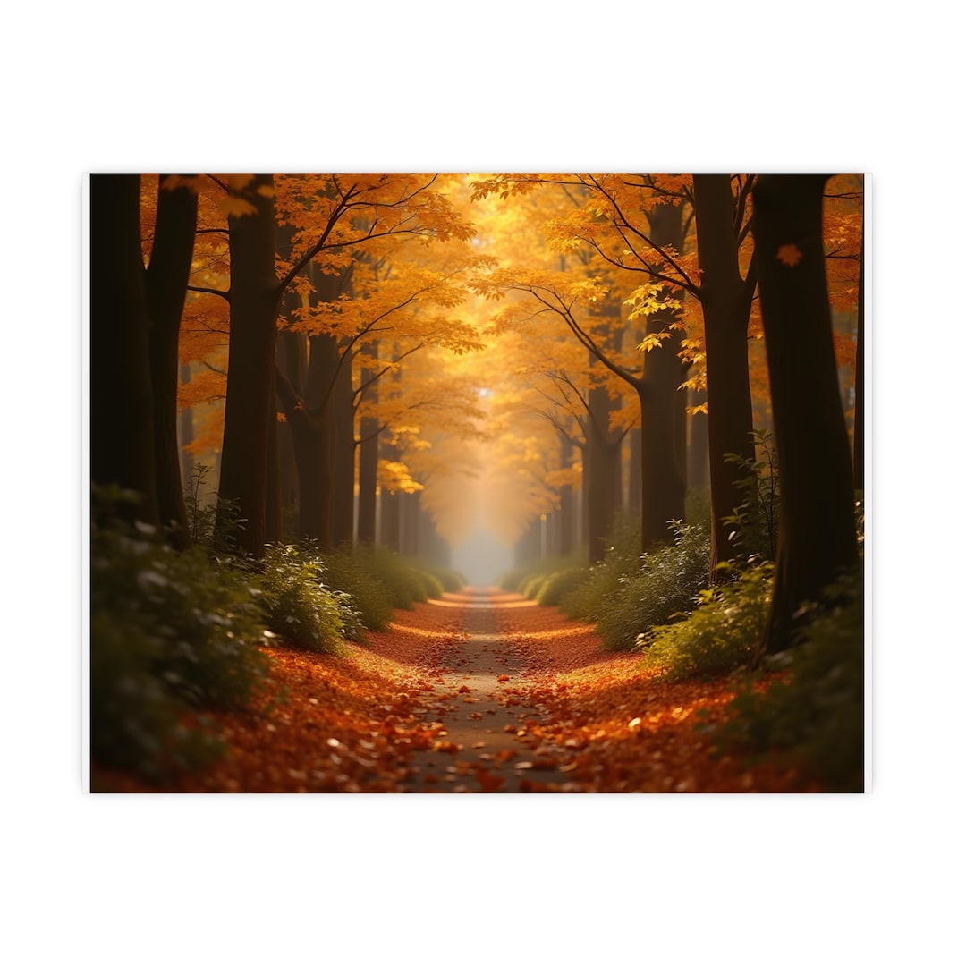 Autumn Forest Path Wall Art, Golden Nature Photography Poster, Fall ...