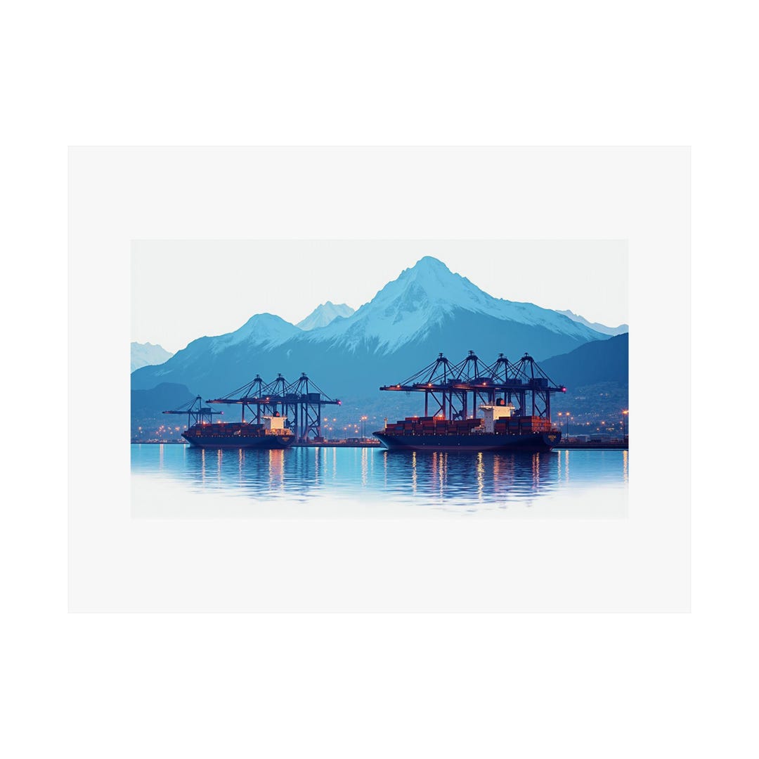 Seaport Wall Art | Serene Container Ship Poster | Nature Landscape Home ...