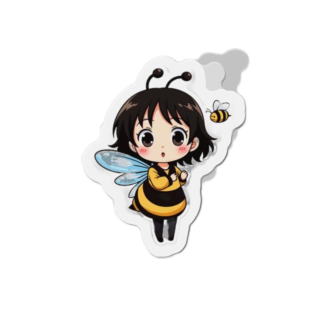 Cute Bee Girl Fridge Magnet, Anime Chibi Kitchen Magnet, Kawaii ...