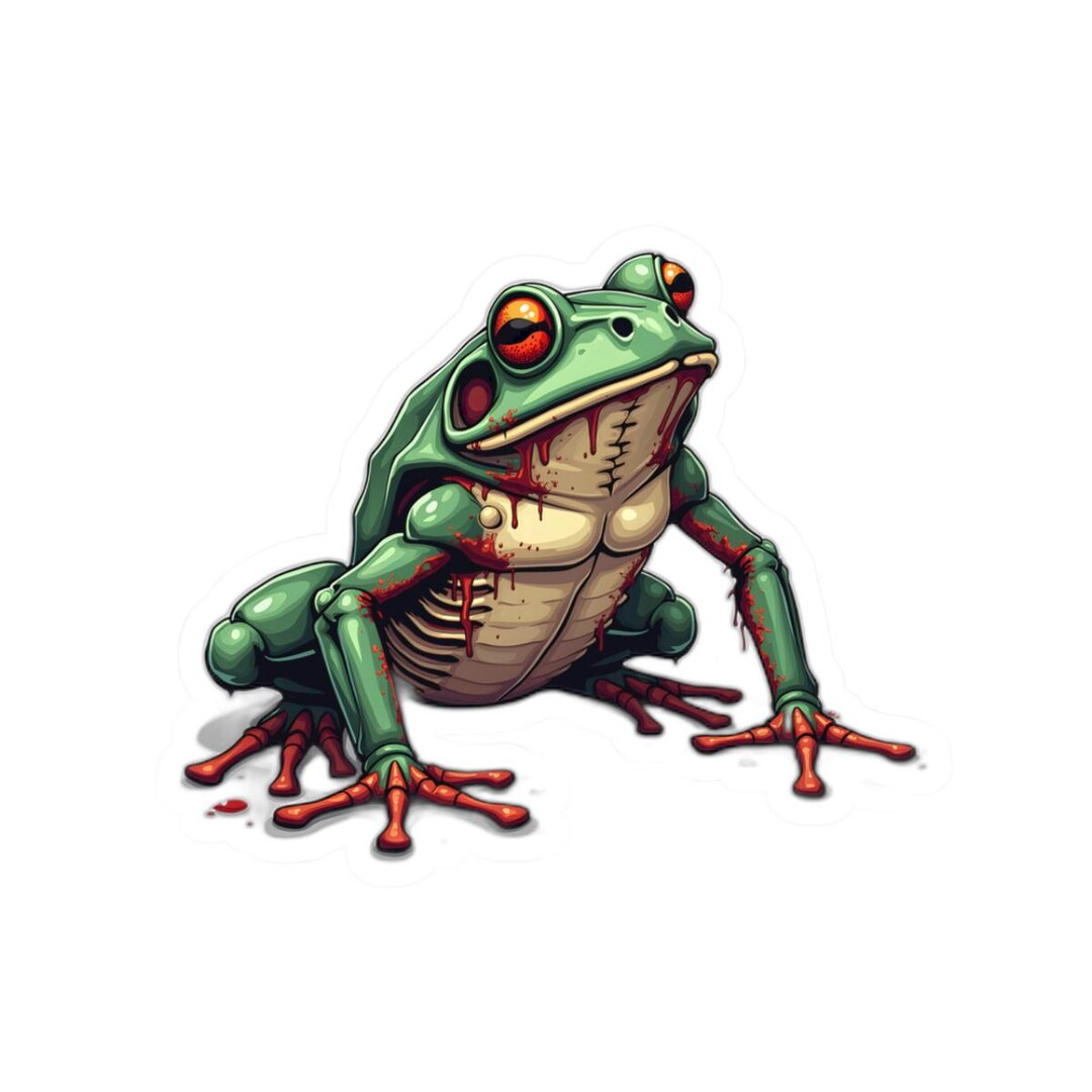 Zombie Frog Sticker - Horror Cartoon Undead Amphibian - Spooky ...