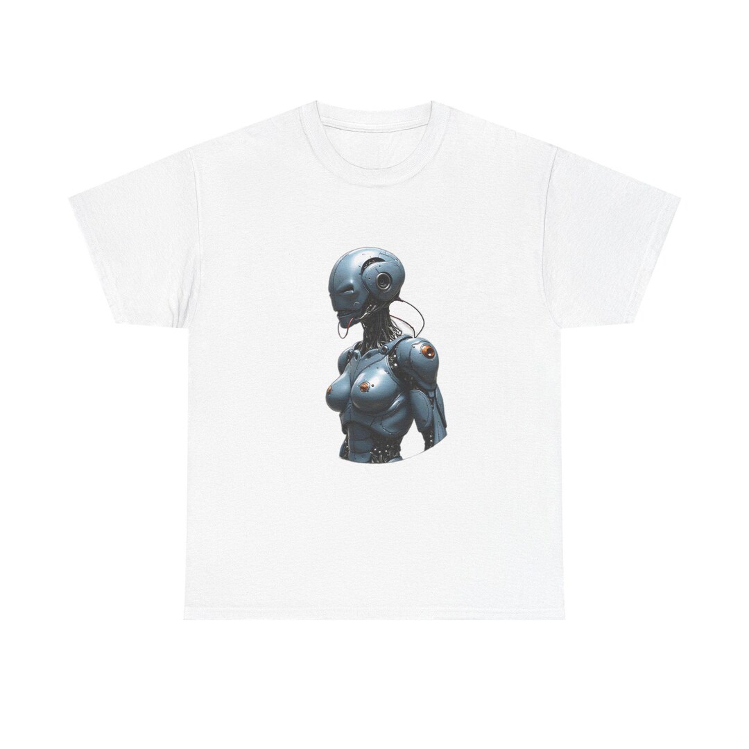 Cyberpunk Female Robot T-shirt - Futuristic Android Digital Art Tee ...
