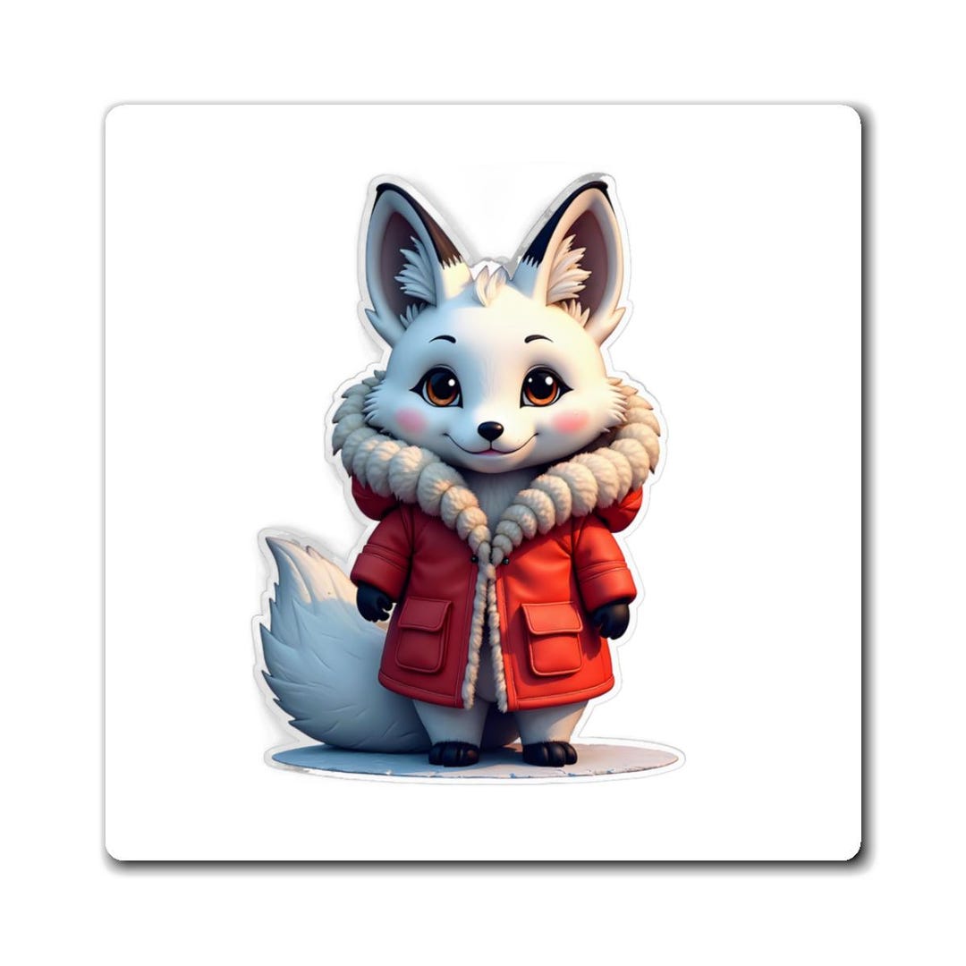 Arctic Fox Fridge Magnet, Cute Kitchen Magnet, Kawaii Animal ...