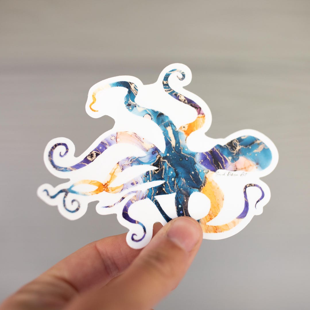 Vinyl Octopus Sticker Original Alcohol Ink Art - Etsy