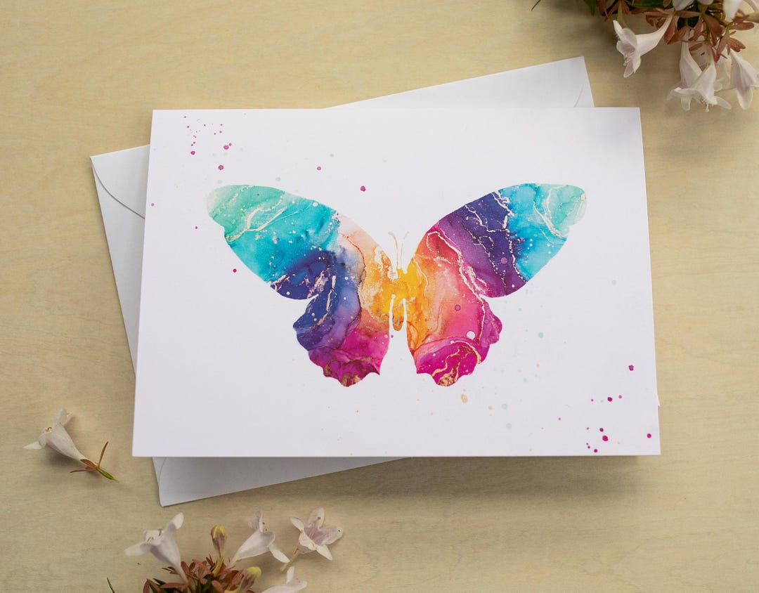 Butterfly Art Greeting Card With Envelope - Blank Inside - Etsy