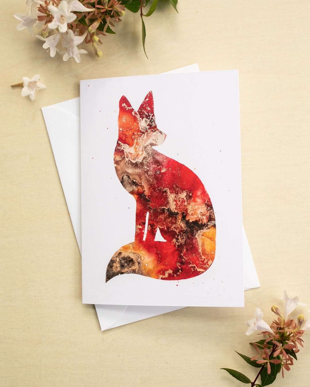 Fox Art Greeting Card With Envelope - Blank Inside - Etsy