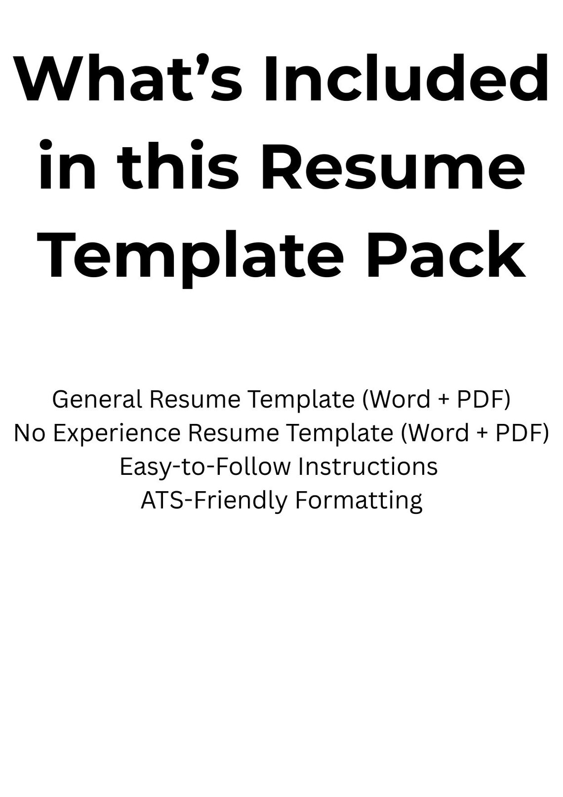 Simple Resume Template Word | ATS Friendly | No Experience & General ...