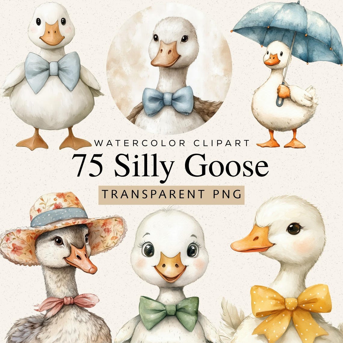 Silly Goose Clipart, Watercolor Funny Bird Art, Playful Animal ...