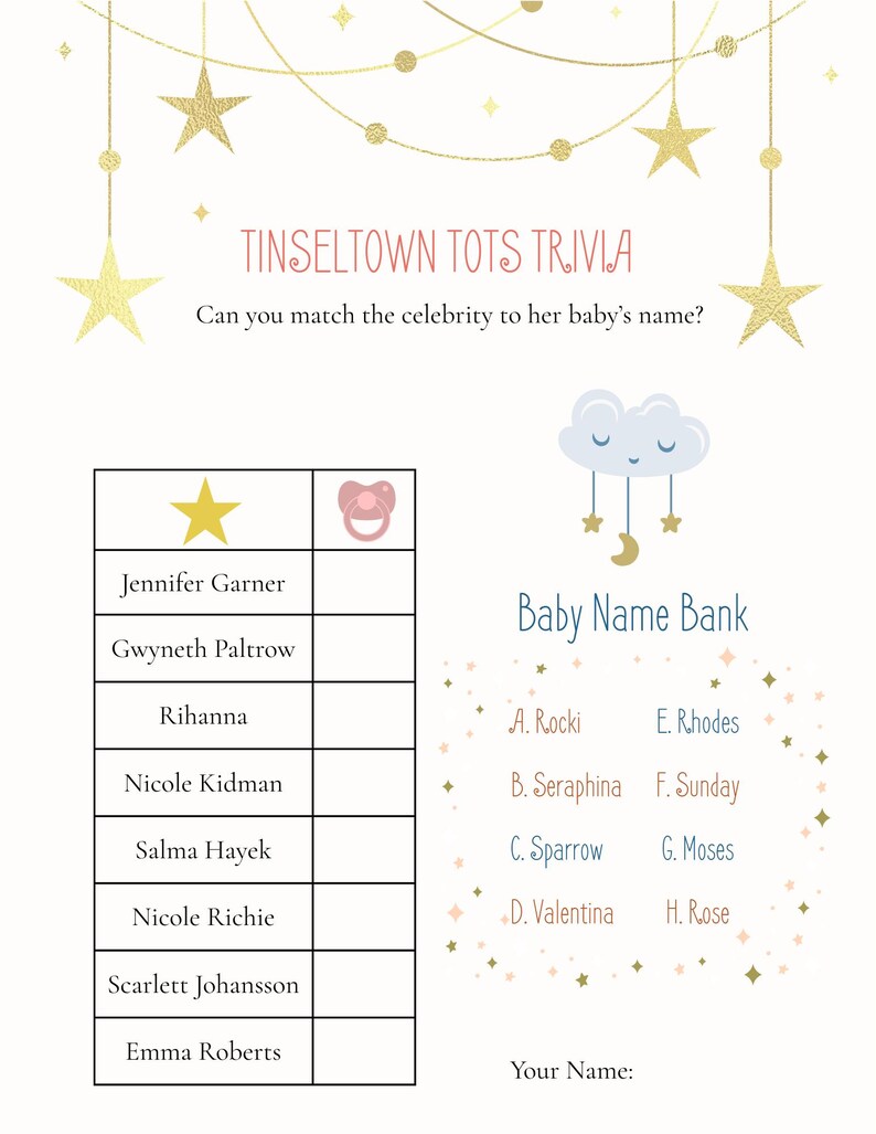 Celebrity Baby Trivia – Printable Shower Game (instant Download) - Etsy