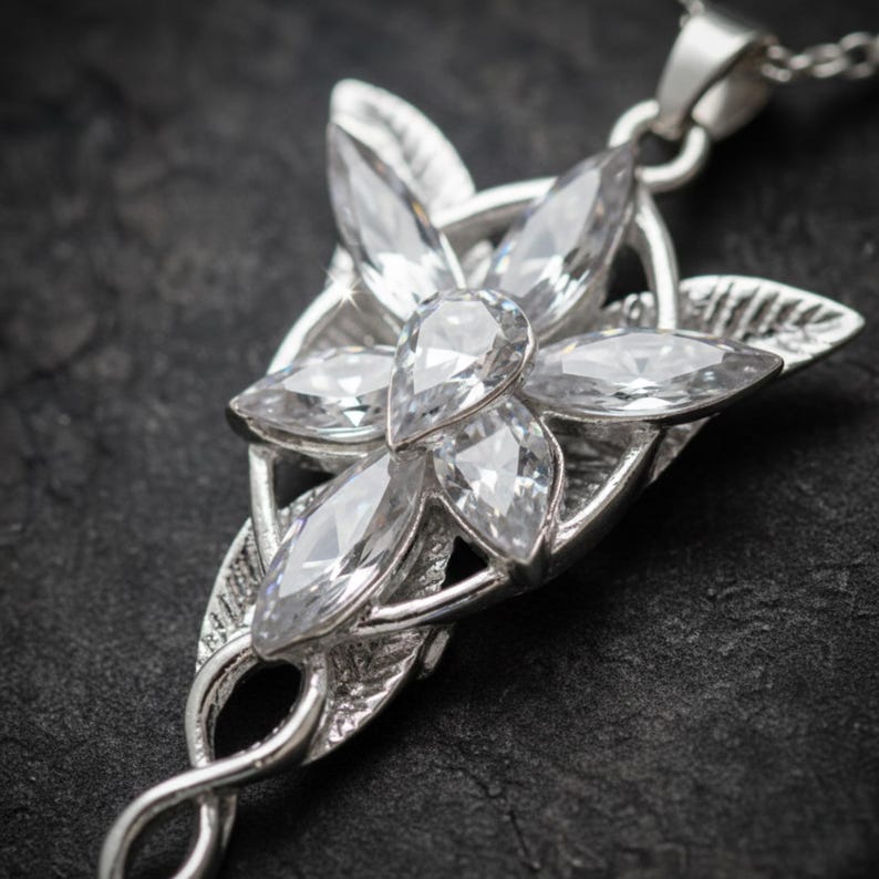 Arwen Evenstar Necklace: Crystal Cubic Zirconia Silver Pendant - Etsy