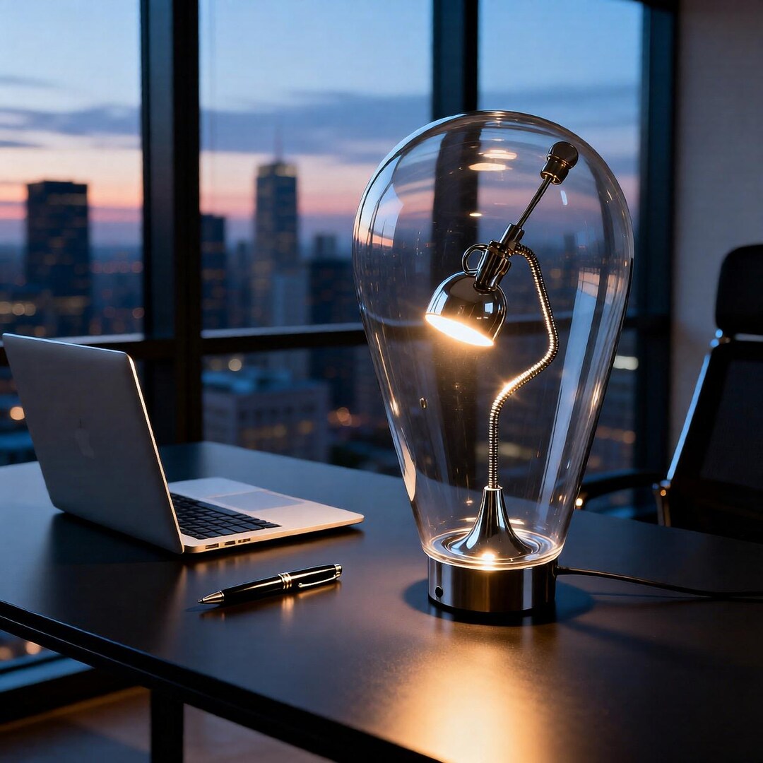 Modern Articulated Glass Bulb Desk Lamp - Minimalist Chrome 