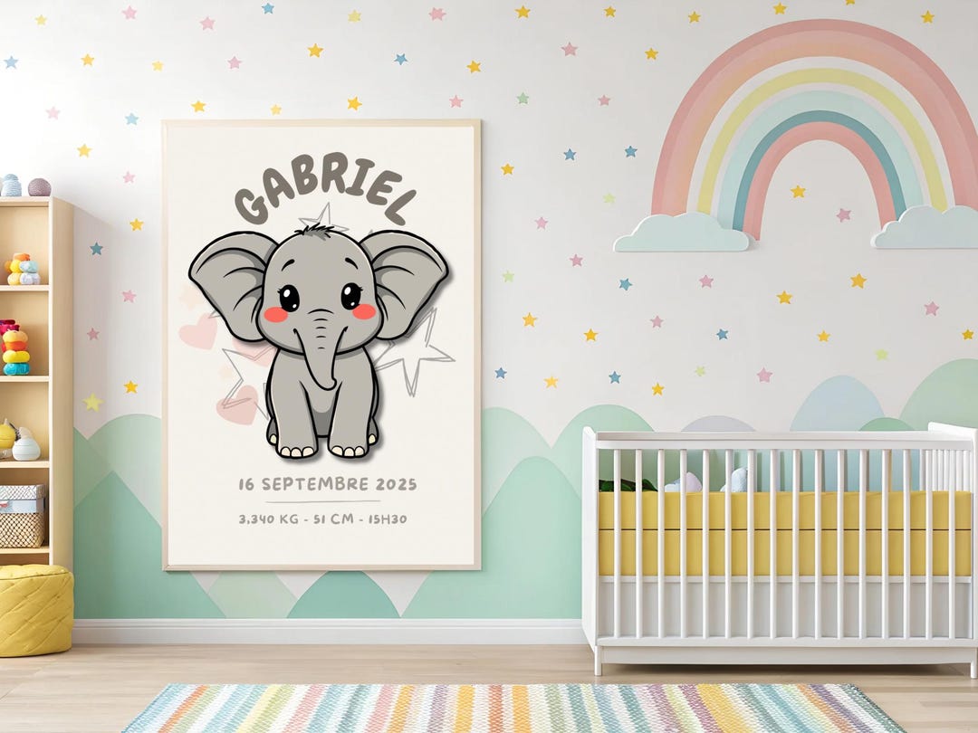 Personalized Baby Animal Poster – Editable Canva Template – Baby Room ...