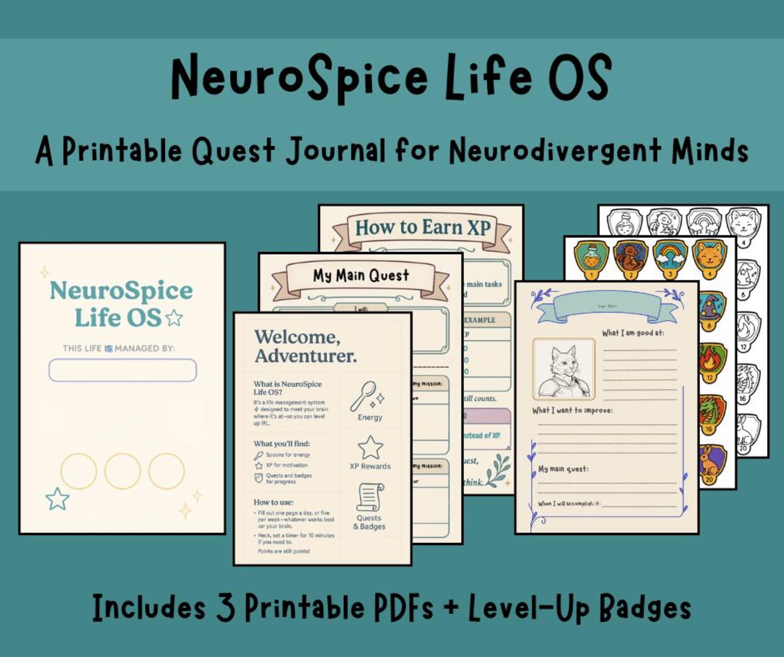 Empower Your Mind: Printable Neurodivergent Quest Journal - Etsy