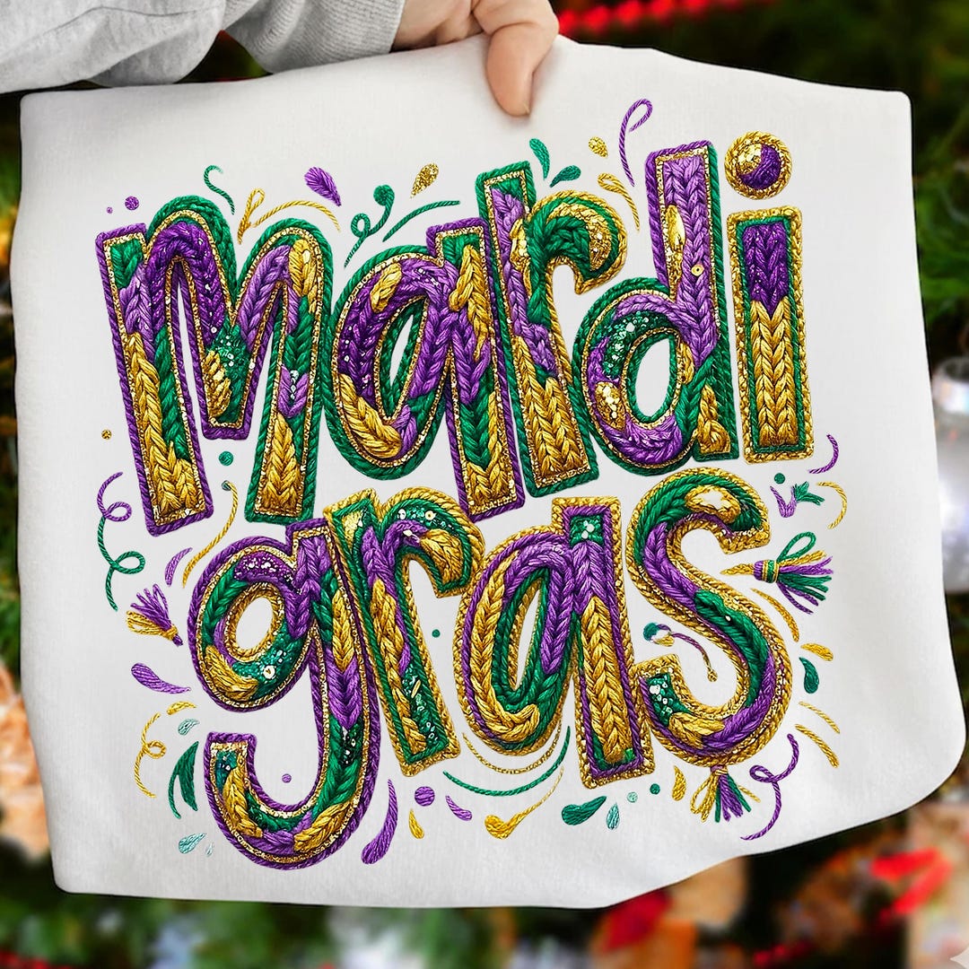 Faux Yarn Mardi Gras PNG | Latch Hook Crochet Mardi Gras Design ...
