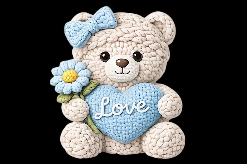 Crochet Teddy Bear PNG Clipart | Valentine's Amigurumi (digital ...