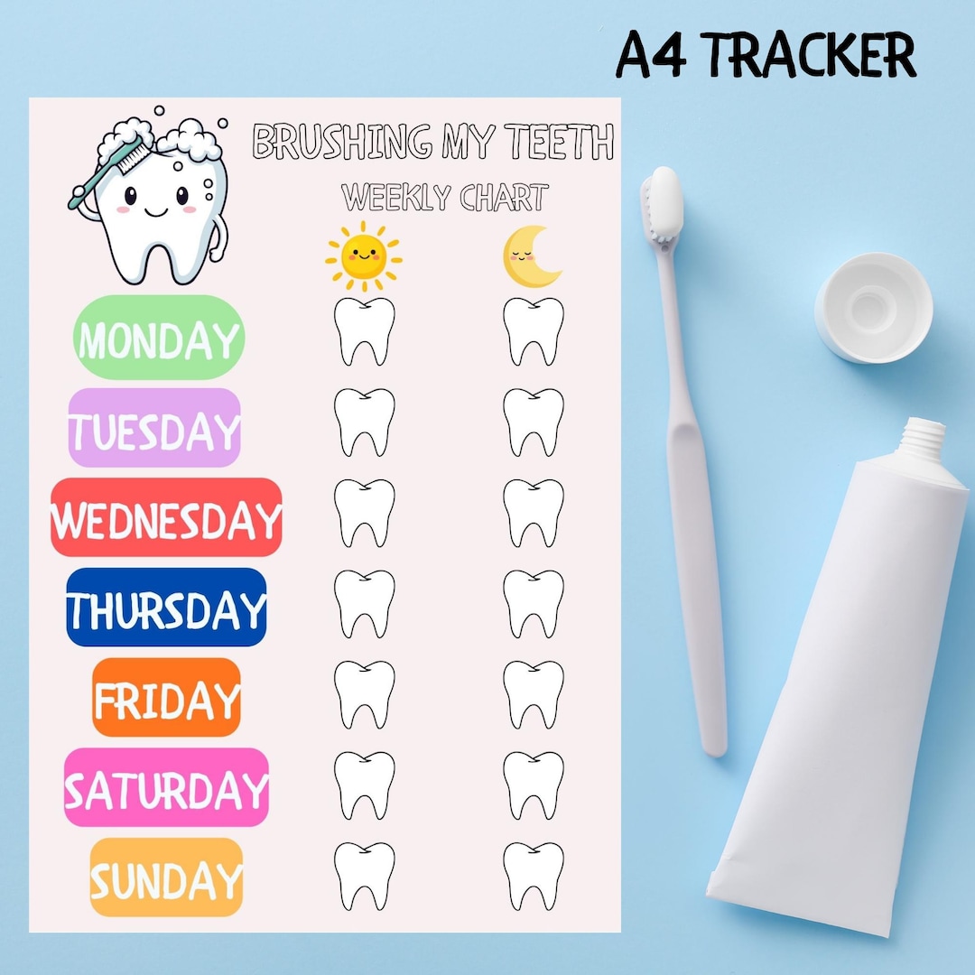 Printable Brushing My Teeth - Weekly Tracker - A4 Size - Etsy