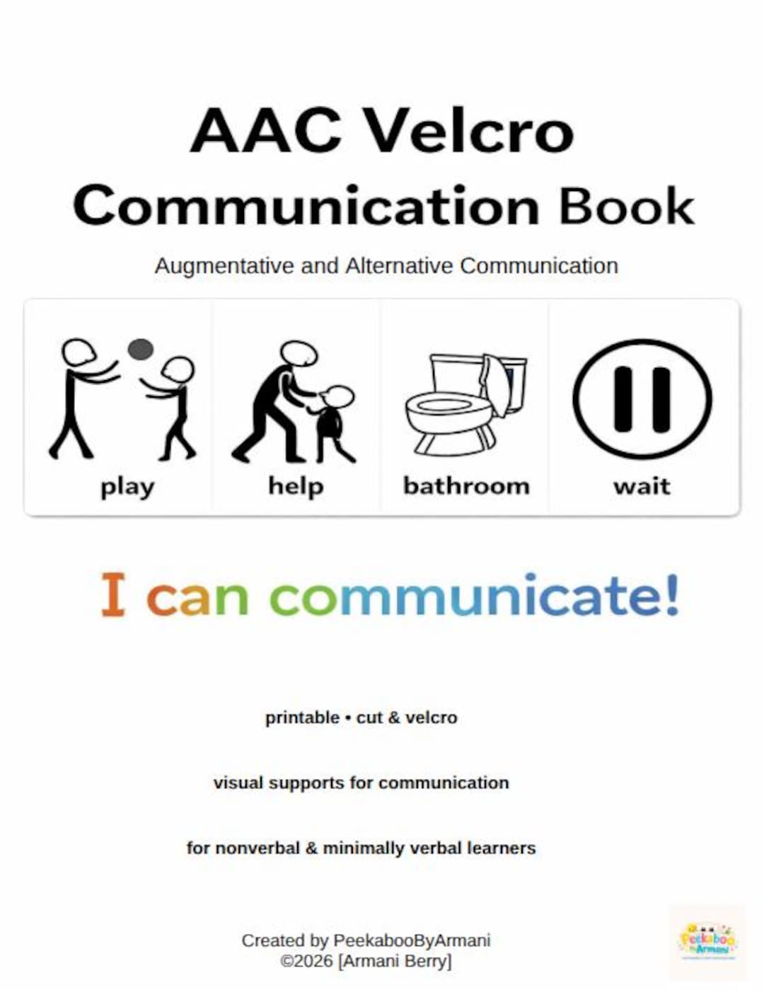 Aac Velcro Communication Book Printable | Visual Communication ...