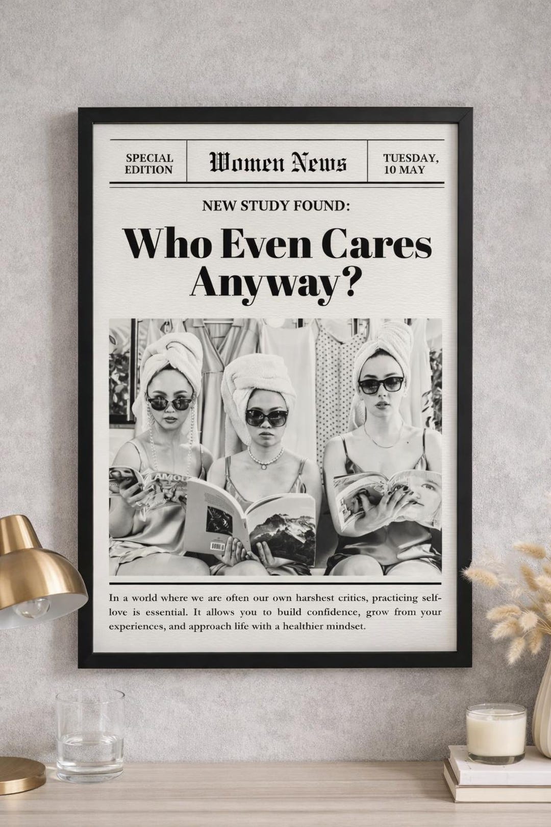 Who Even Cares Anyway Wall Art, Feminist Quote Poster Print, Vintage ...
