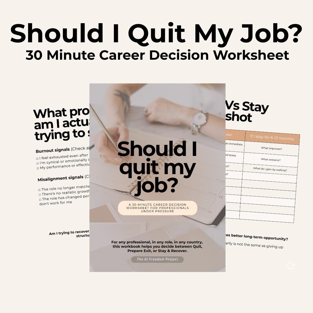 Printable PDF Career Decision Worksheet – Should I Quit My Job? Burnout ...