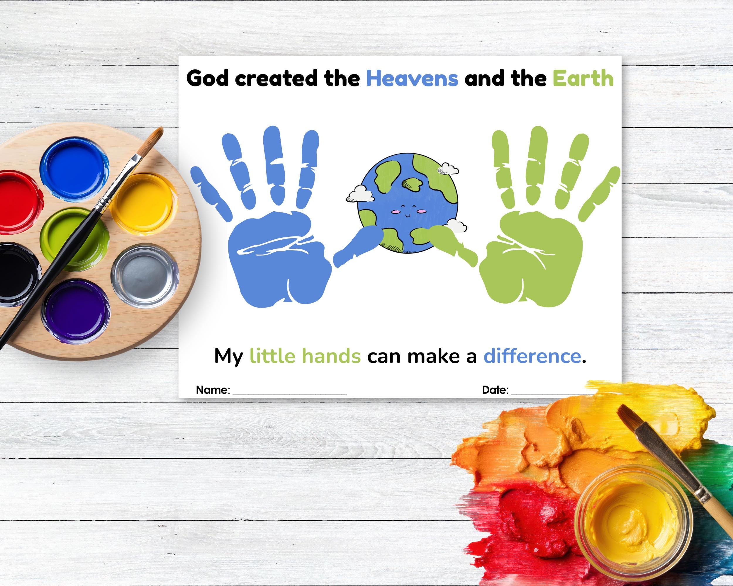 Christian Earth Day Handprint Craft Printable for Kids| Sunday School ...