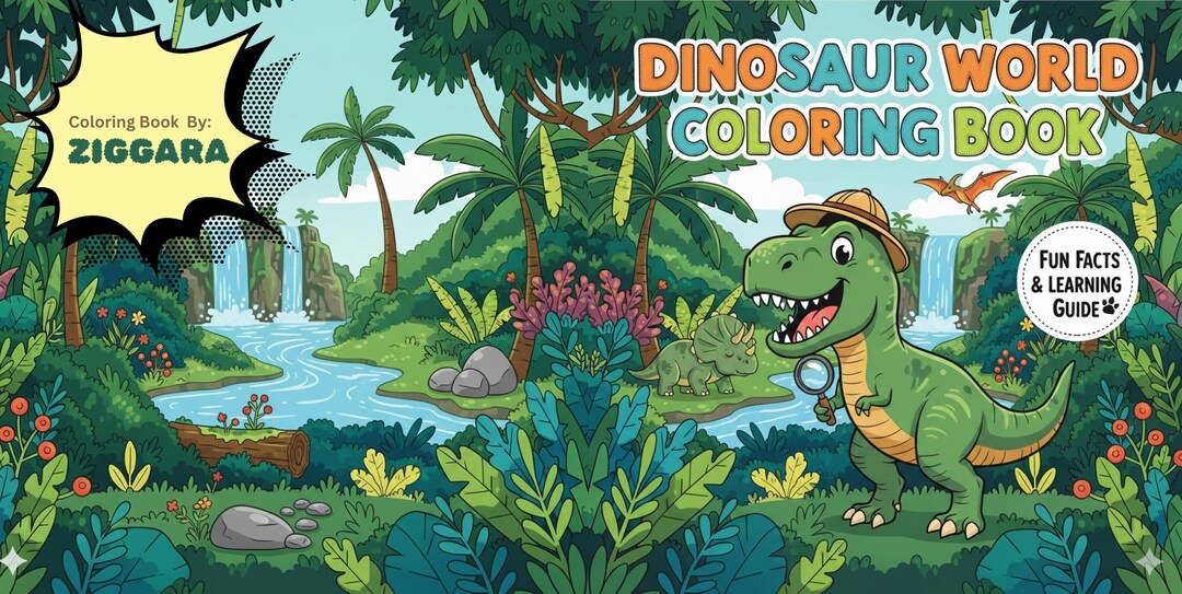 Dinosaur World Coloring Book - Etsy Australia