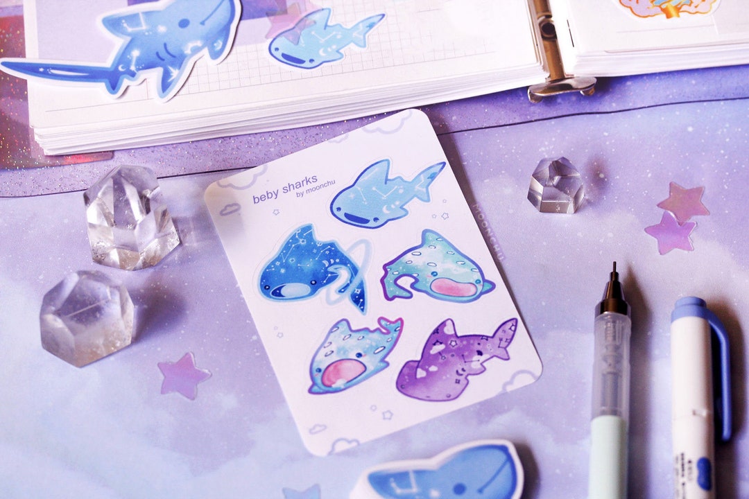Beby tiburones besan hoja de pegatinas cortadas / STICKER / mini ...