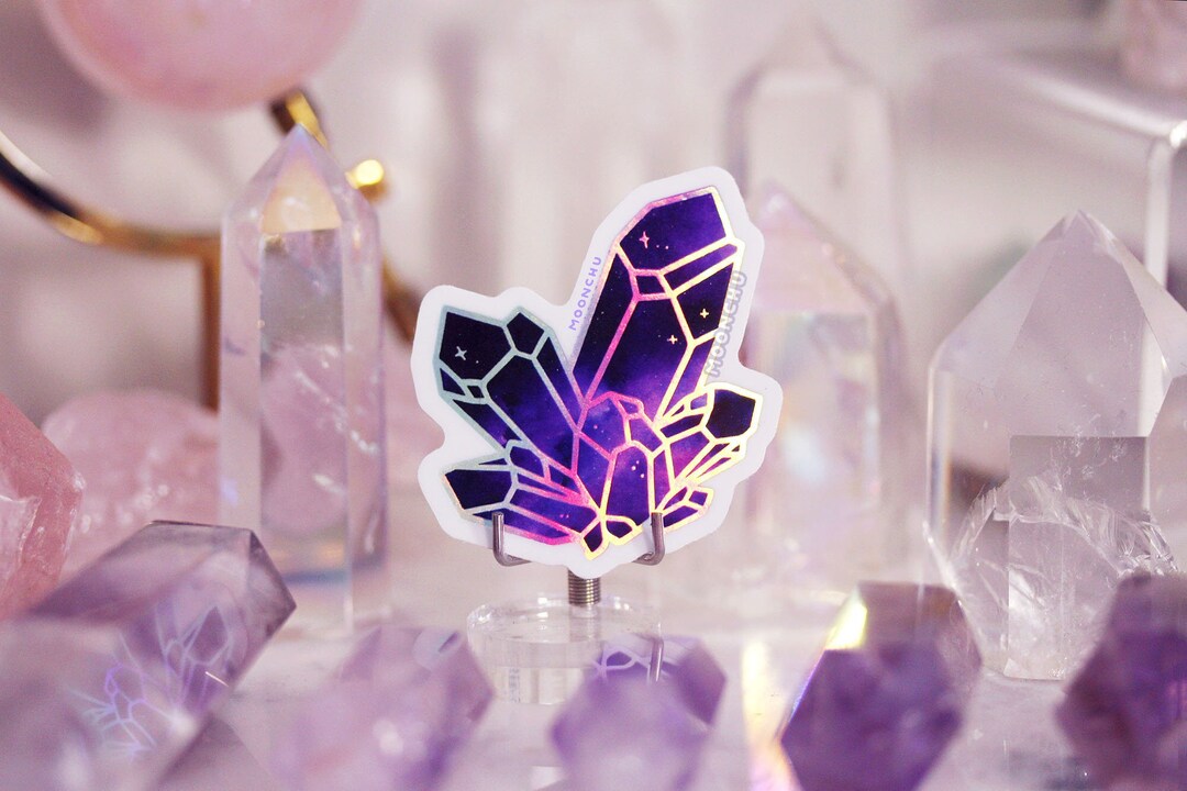 Galaxy Crystal Holographic Die Cut Vinyl Sticker | STICKER | Crystal ...