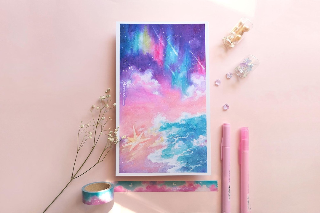 To Stay, Aurora Borealis Pastel Painting | MIXED MEDIA ART | Moonchu ...