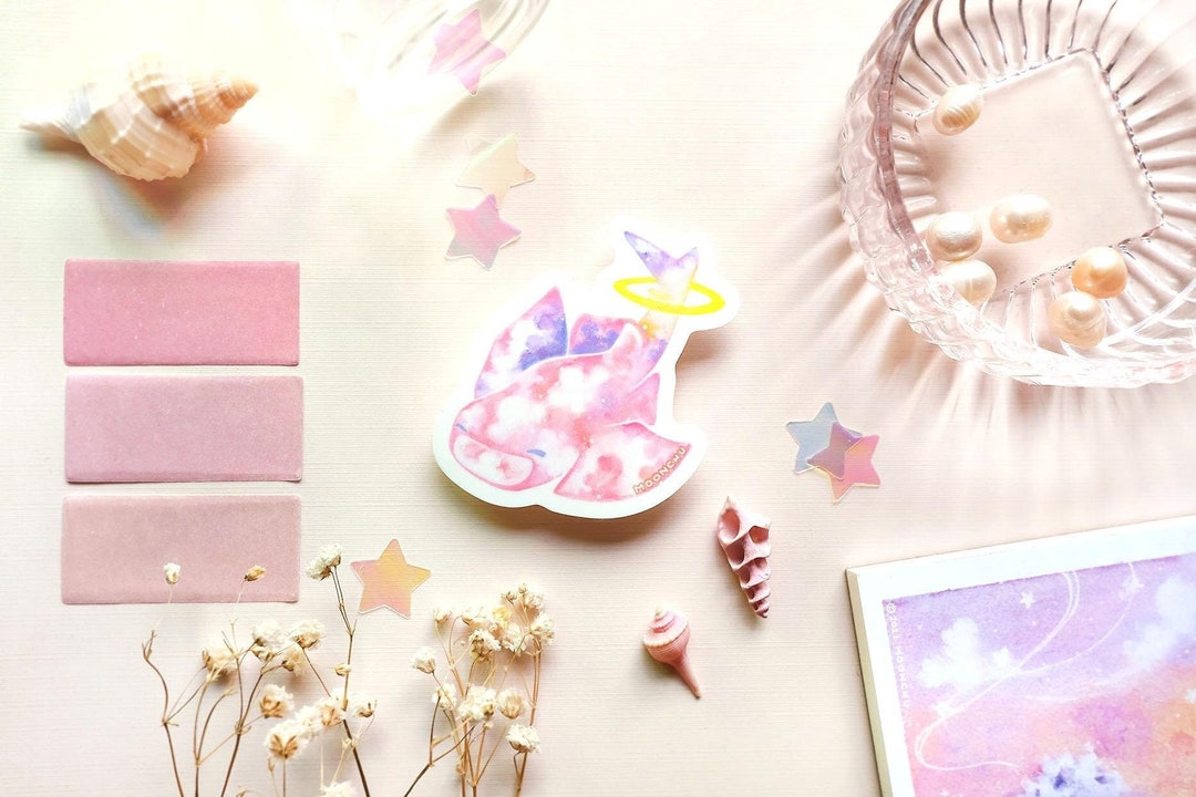 Angelshark Sticker | STICKER | Pastel Pink Shark Sticker, Waterproof ...