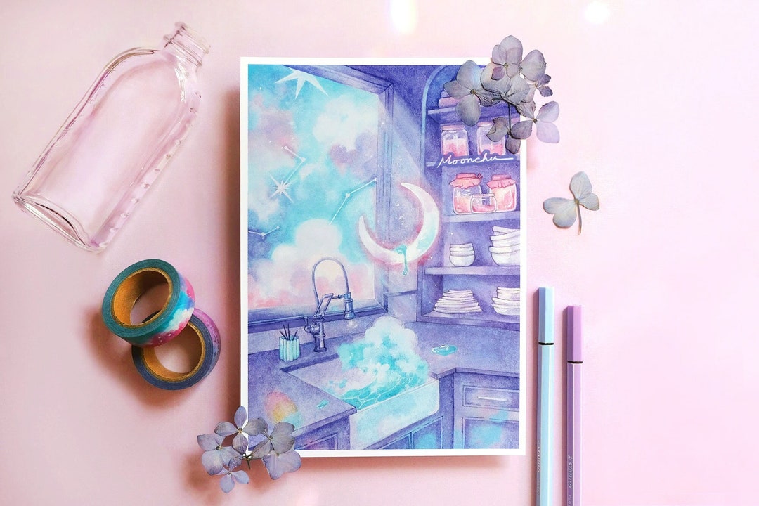 Gossamer Memory Kitchen Original Art | A5 MIXED MEDIA PRINT | Magical ...