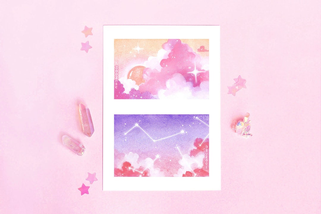 Sun Chasers & Star Gazers A5 WATERCOLOUR ART PRINT Whimsical Wall Art ...