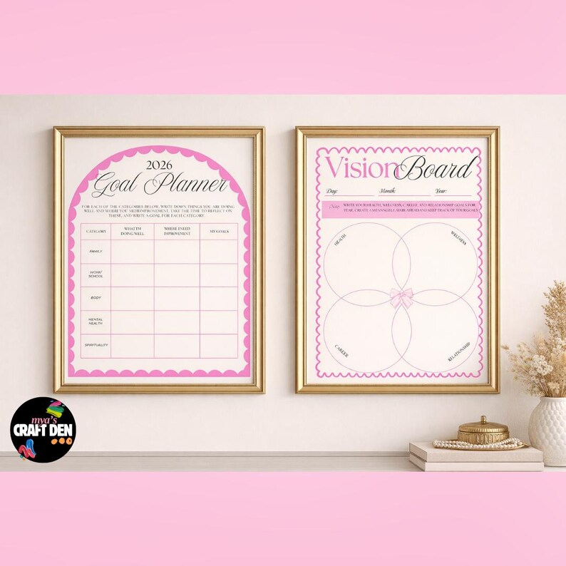 2026 Coquette Vision Board Kit | Goal Planner, Bingo Card (digital ...