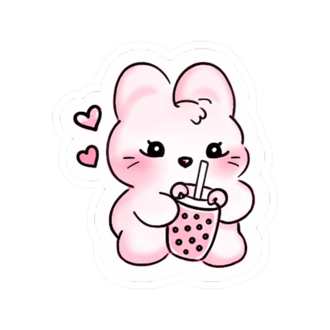 Pink Boba Bunny Kiss-cut Stickers | Cute Bubble Tea Character Sticker ...