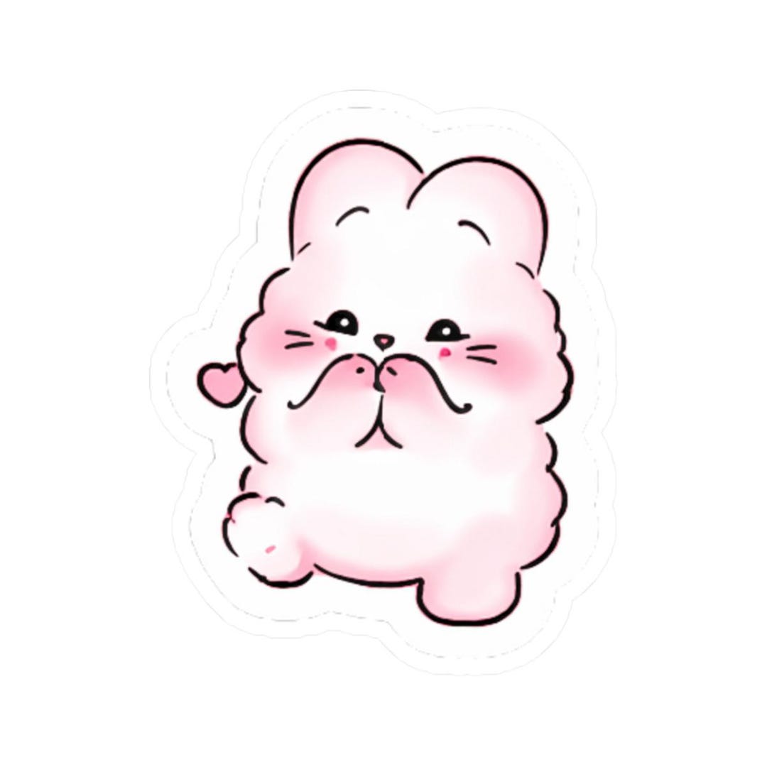 Kissing Pink Fluffy Bunny Sticker | Kiss-cut Stickers - Etsy