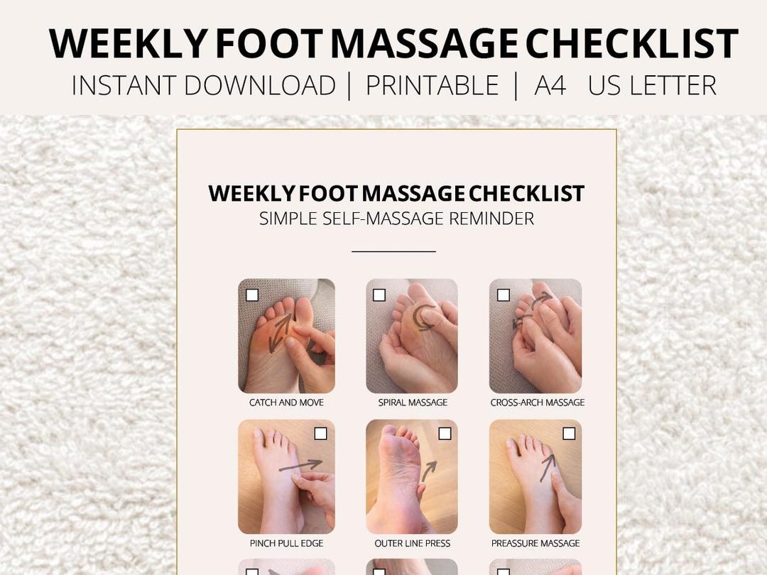Weekly Foot Massage Checklist – Simple Self-massage Reminder for a ...