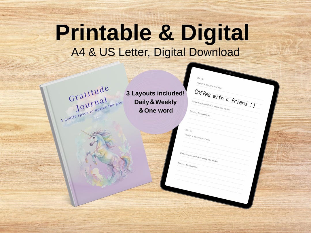 Gratitude Journal Printable, Mystical Unicorn, Daily & Weekly ...