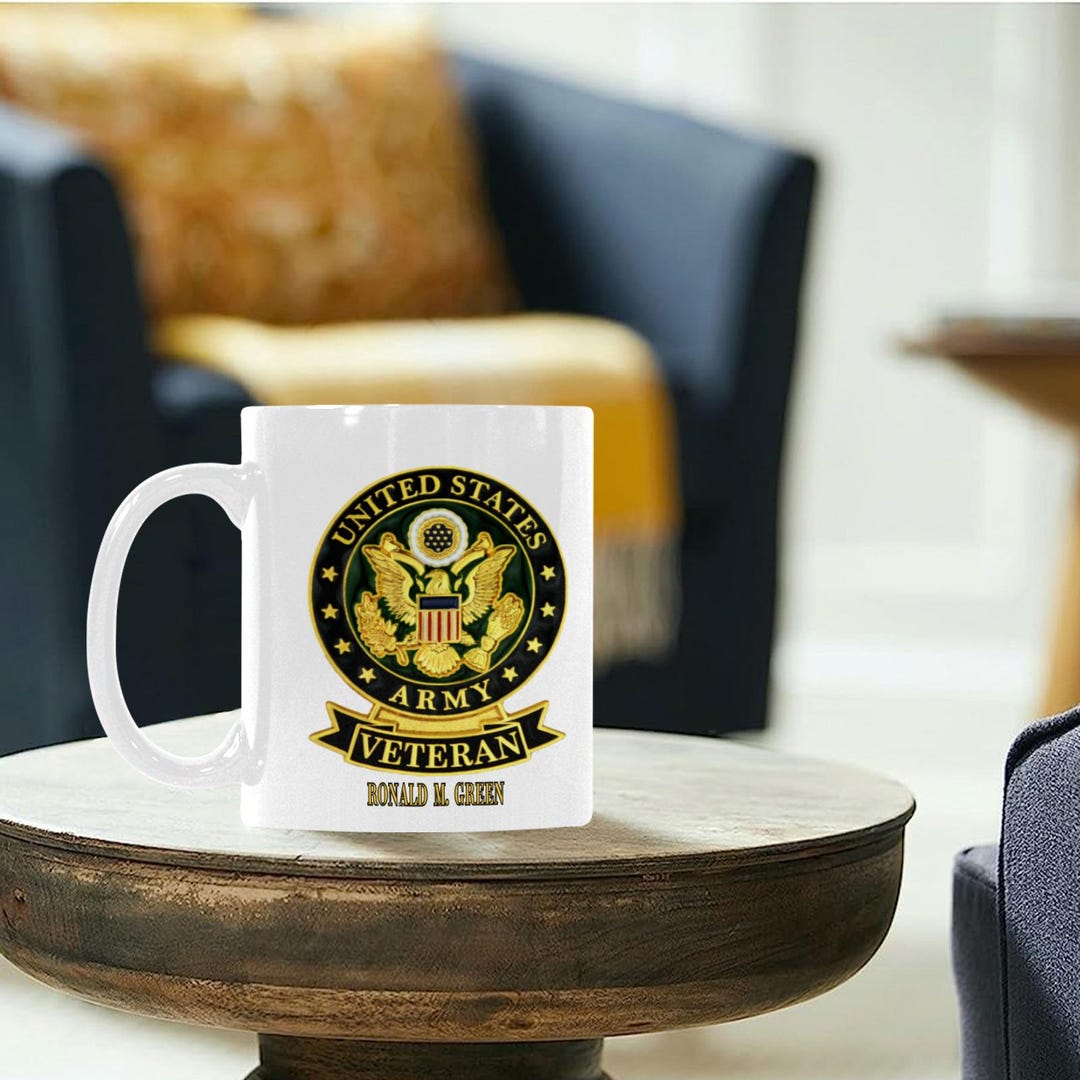 US Army Veteran Custom Insignia Monogram Coffee Mug Cup - Etsy