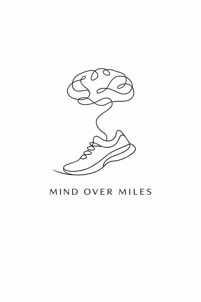Mind Over Miles Running Print | Minimalist Fitness Motivation Wall Art ...