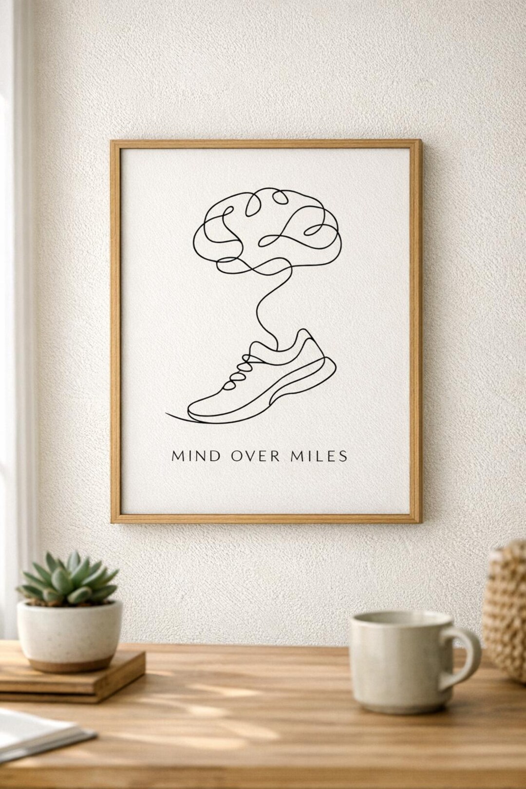 Mind Over Miles Running Print | Minimalist Fitness Motivation Wall Art ...