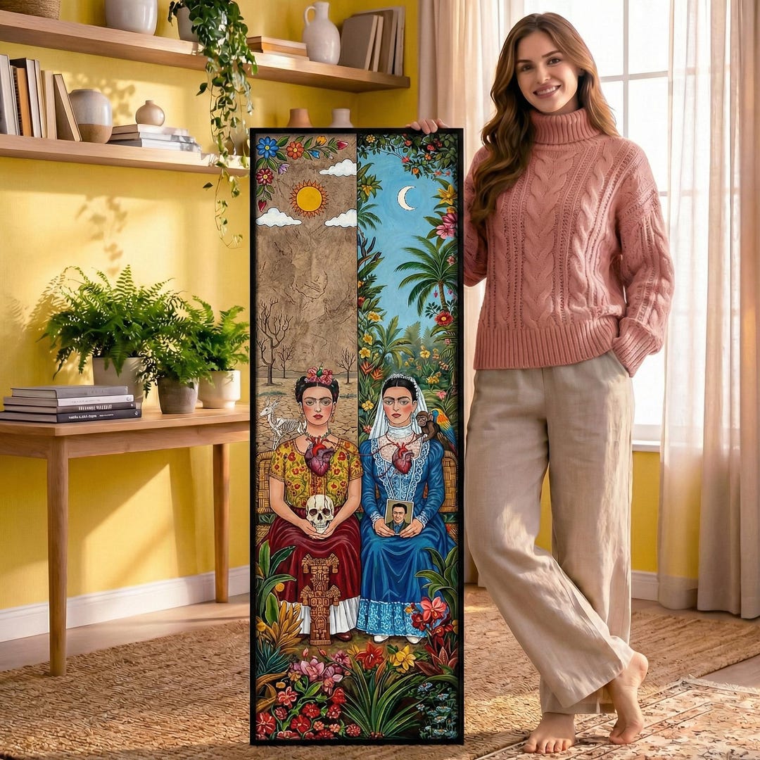 Frida Kahlo Framed Wall Art - the Two Fridas Style, Long Vertical ...
