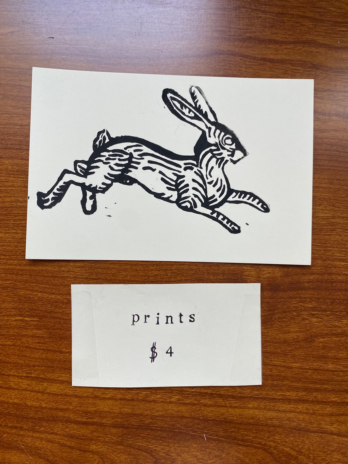 Rabbit Linocut Block Print - Etsy