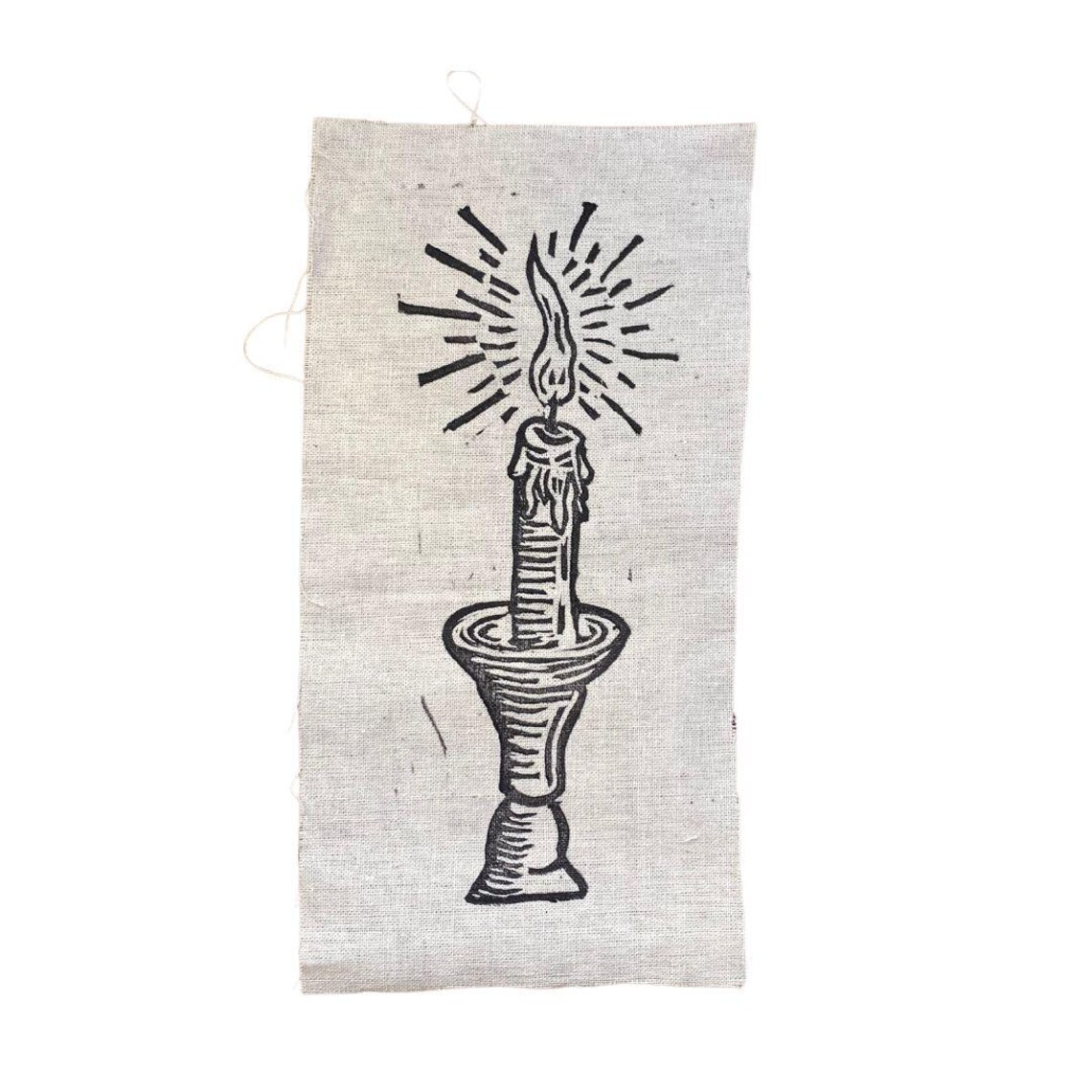 Candlestick Patch Linoprint Block Print - Etsy