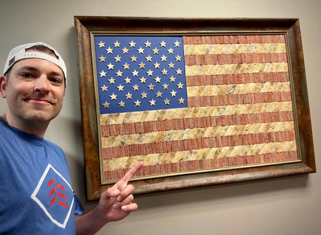 24x36 Baseball American Flag USA Artwork - Reclaimed From Used Baseball ...