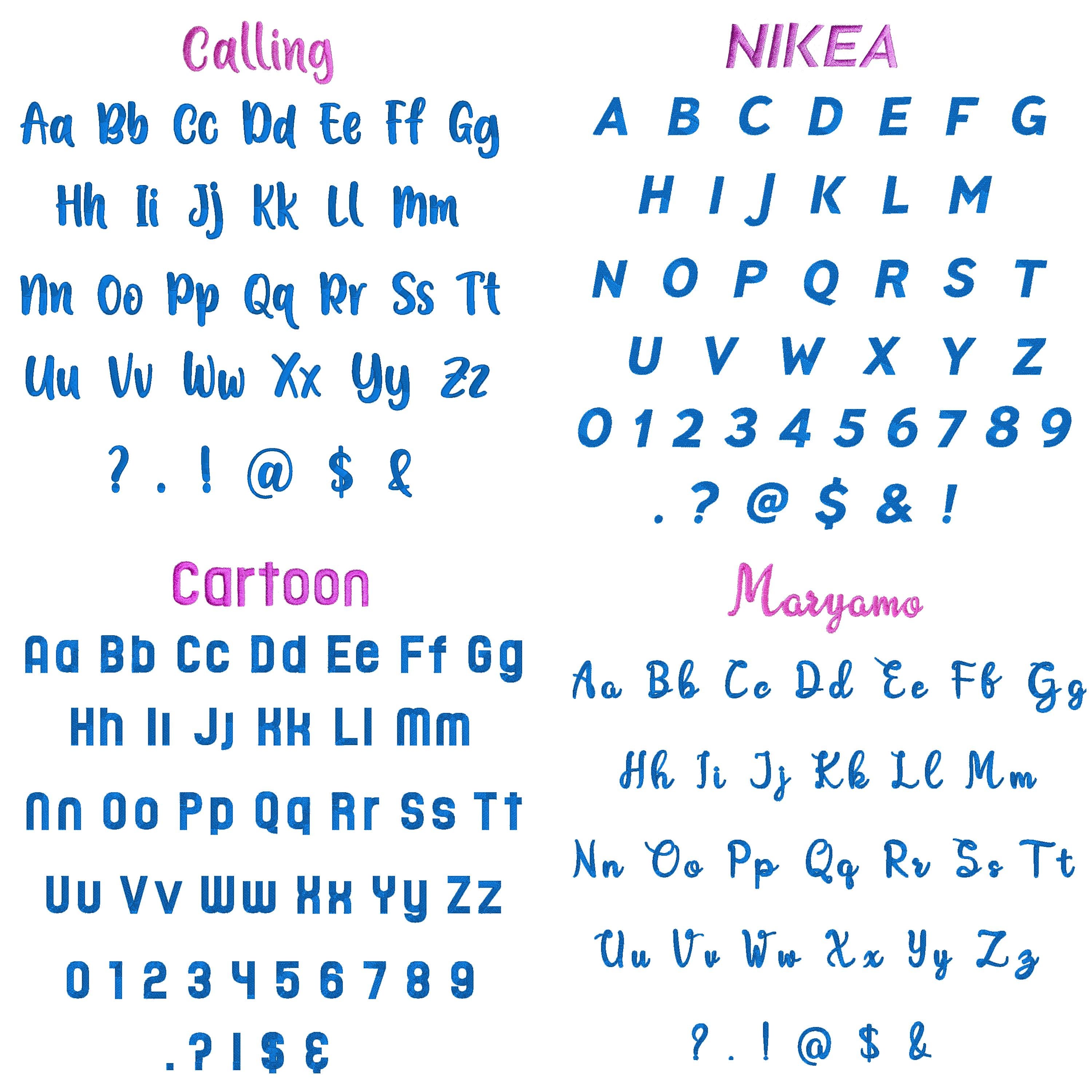 BX Embroidery Fonts, 22 Embroidery Fonts BX, Machine Embroidery Fonts ...