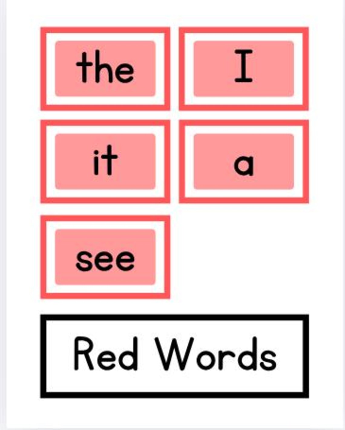 Color Coded Sight Word Cards Printable | Kindergarten Sight Words ...