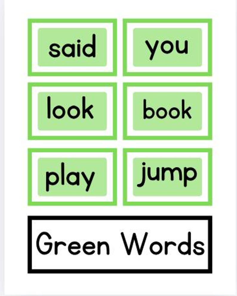 Color Coded Sight Word Cards Printable | Kindergarten Sight Words ...